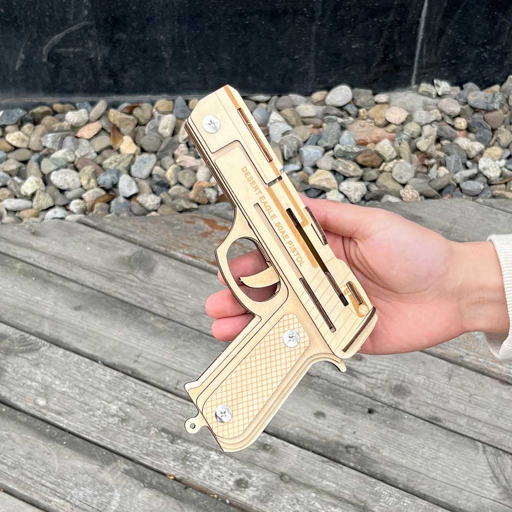 Assembled Wooden Rubber Band Gun Pistol Model Kit With Wooden bullets ...