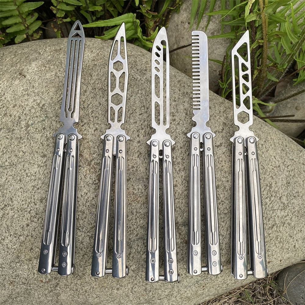 Stainless Steel Sword Comb Head Blunt Blade Balisong Butterfly Knife ...