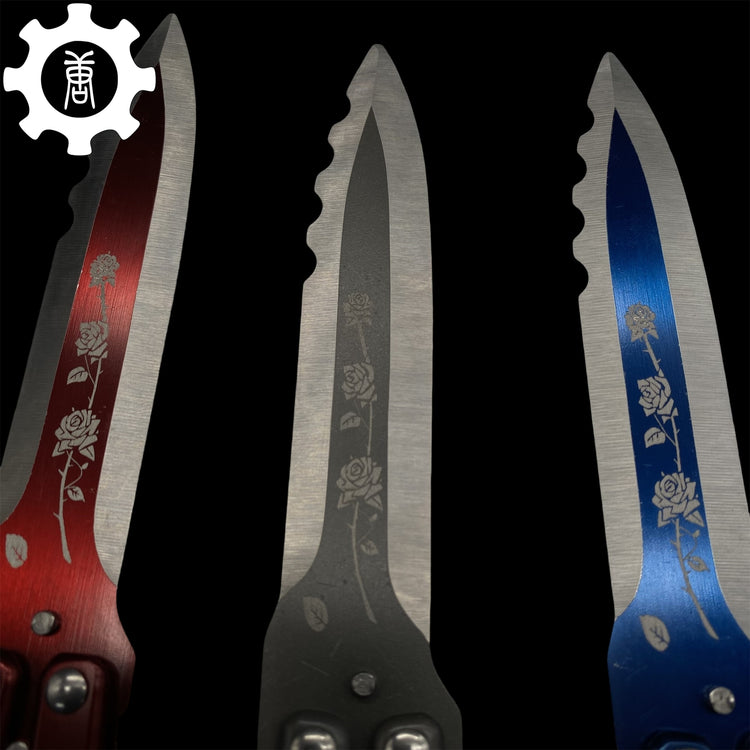 TF2 Black Rose Balisong Black Rose Butterfly Knife Replica IRL – Leones ...