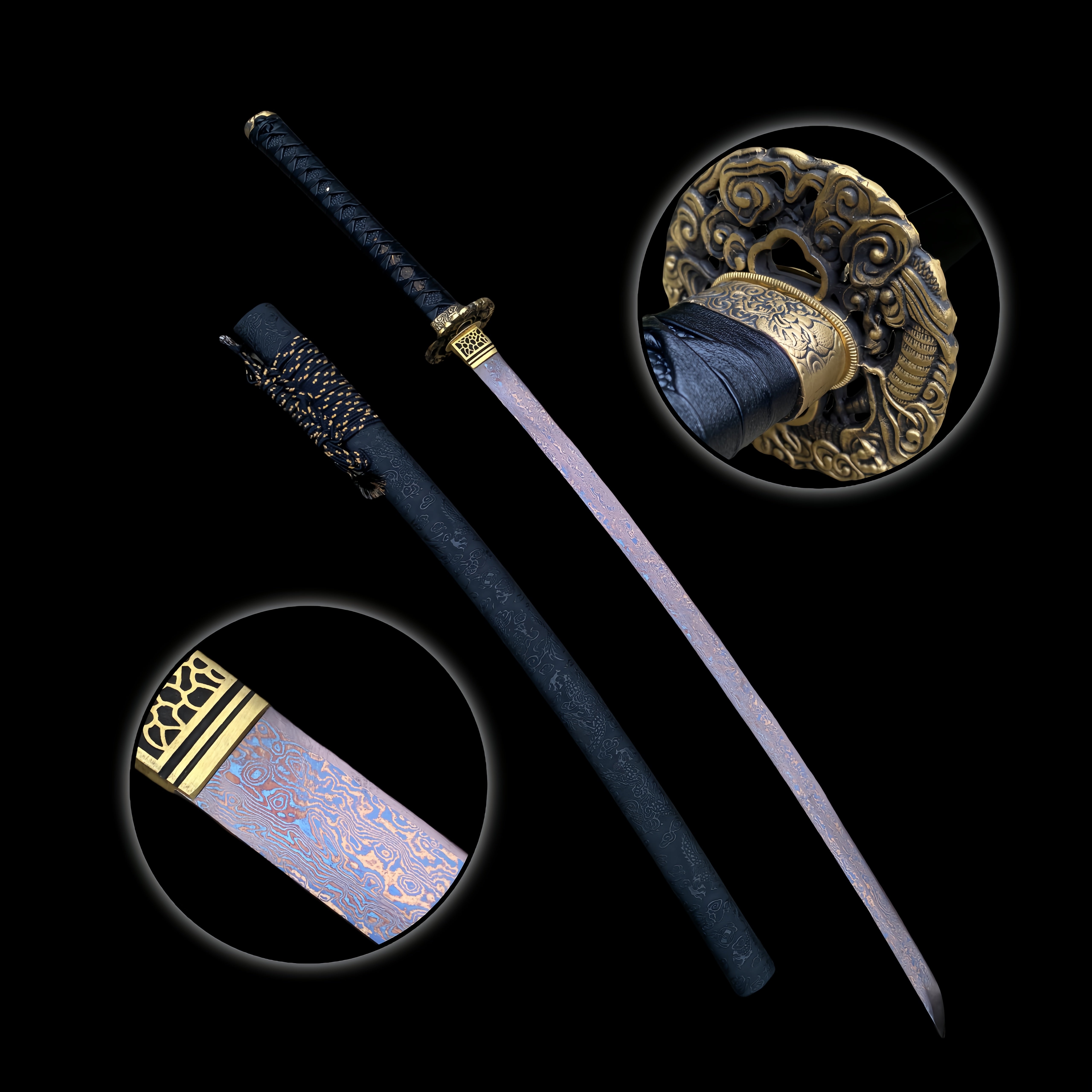 Handmade Red Damascus Steel Katana – Leones Marvelous Items