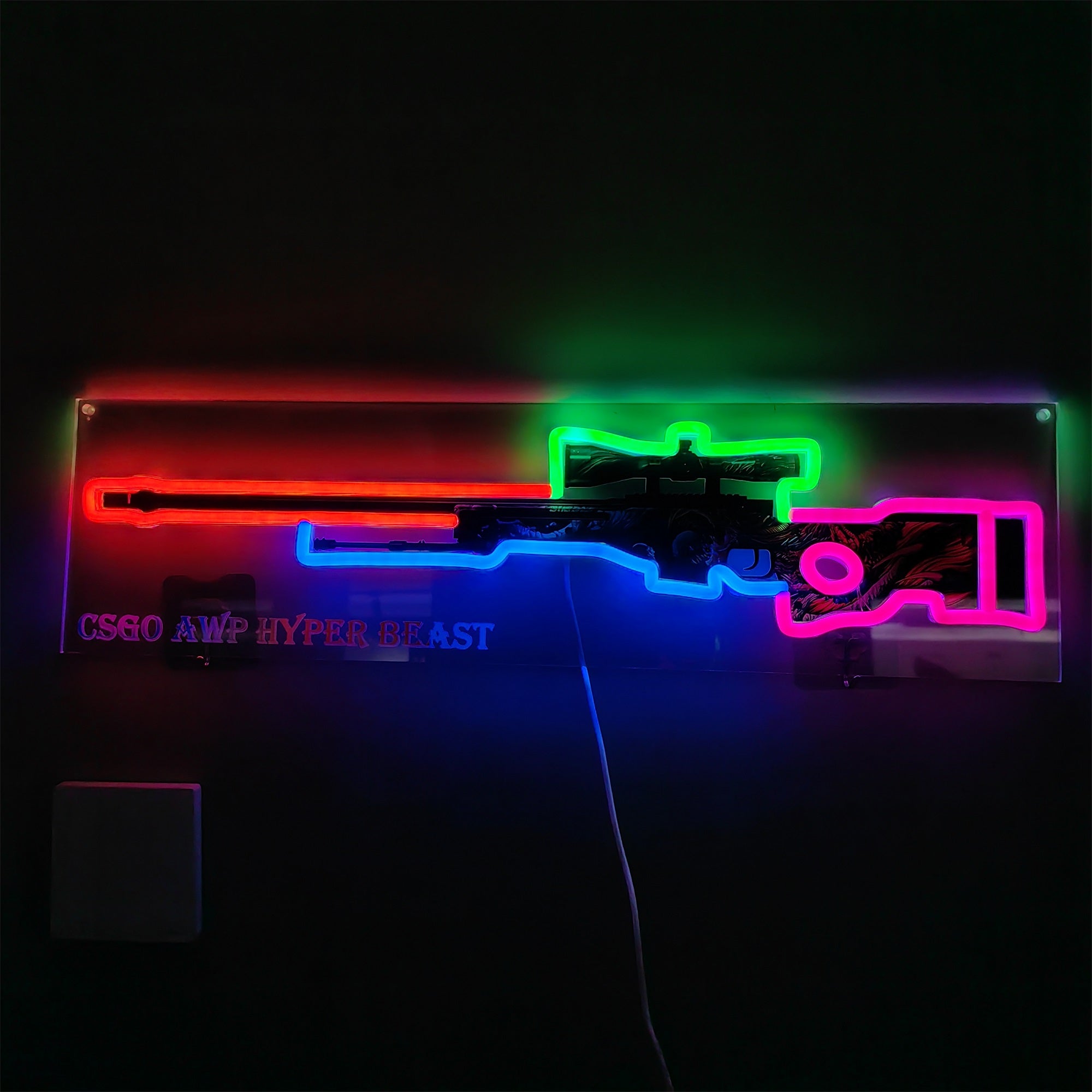 AWP Hyper Beast Sniper Gun Neon Light Wall Decor – Leones Marvelous Items