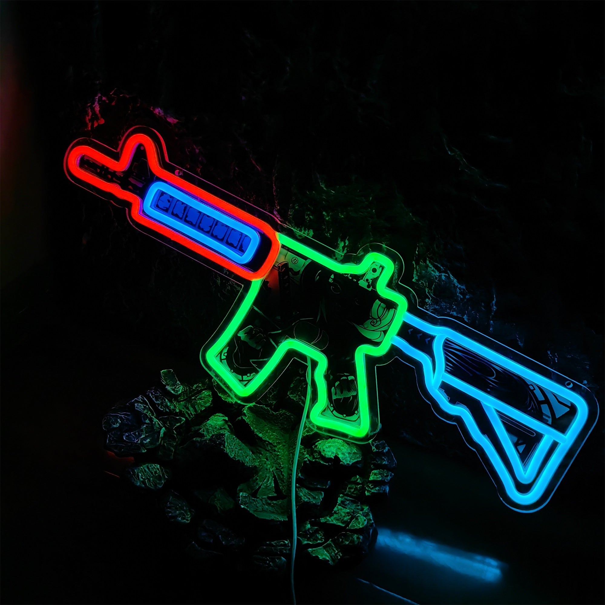 M4A4 Neo-Noir Color Rifle Neon Light Wall Decor – Leones Marvelous Items