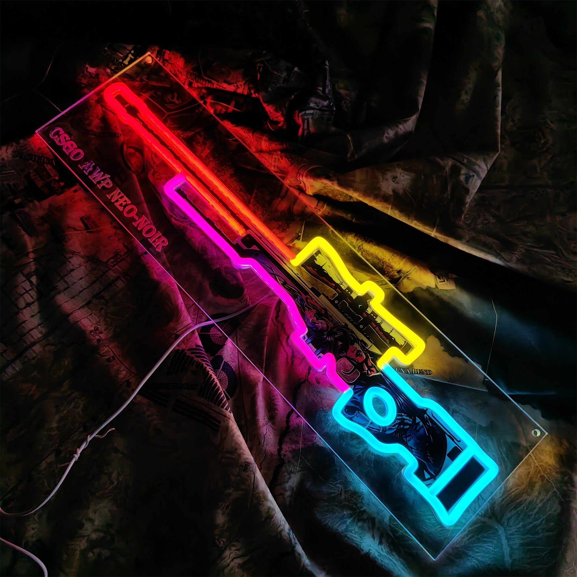 AWP Neo-Noir Sniper Gun Neon Light Wall Decor – Leones Marvelous Items