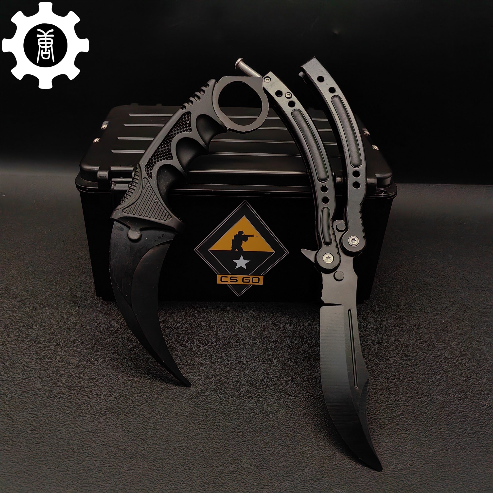 Night Skin Karambit & Balisong Black Weapon Case Blunt Blade Props ...