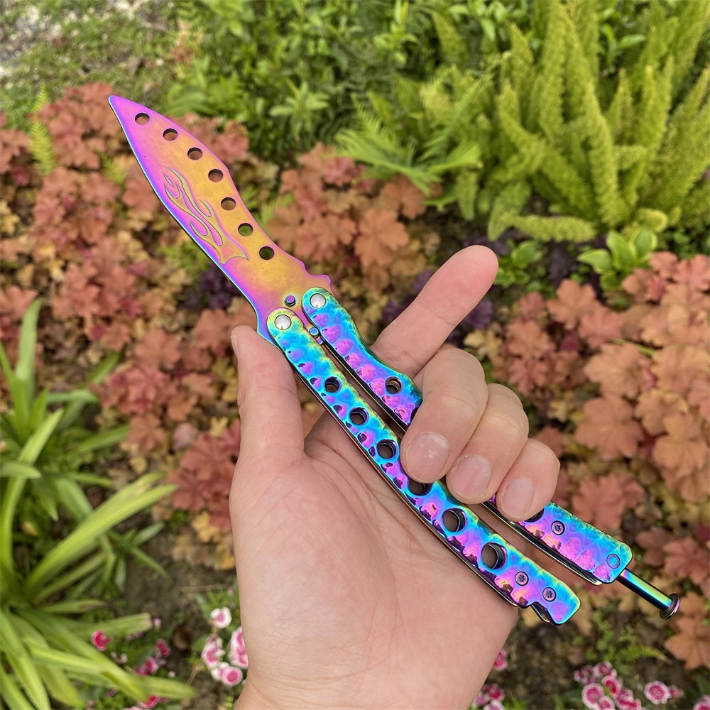 Blunt Blade Fantastic Rainbow Color Balisong Butterfly Knife Trainer ...
