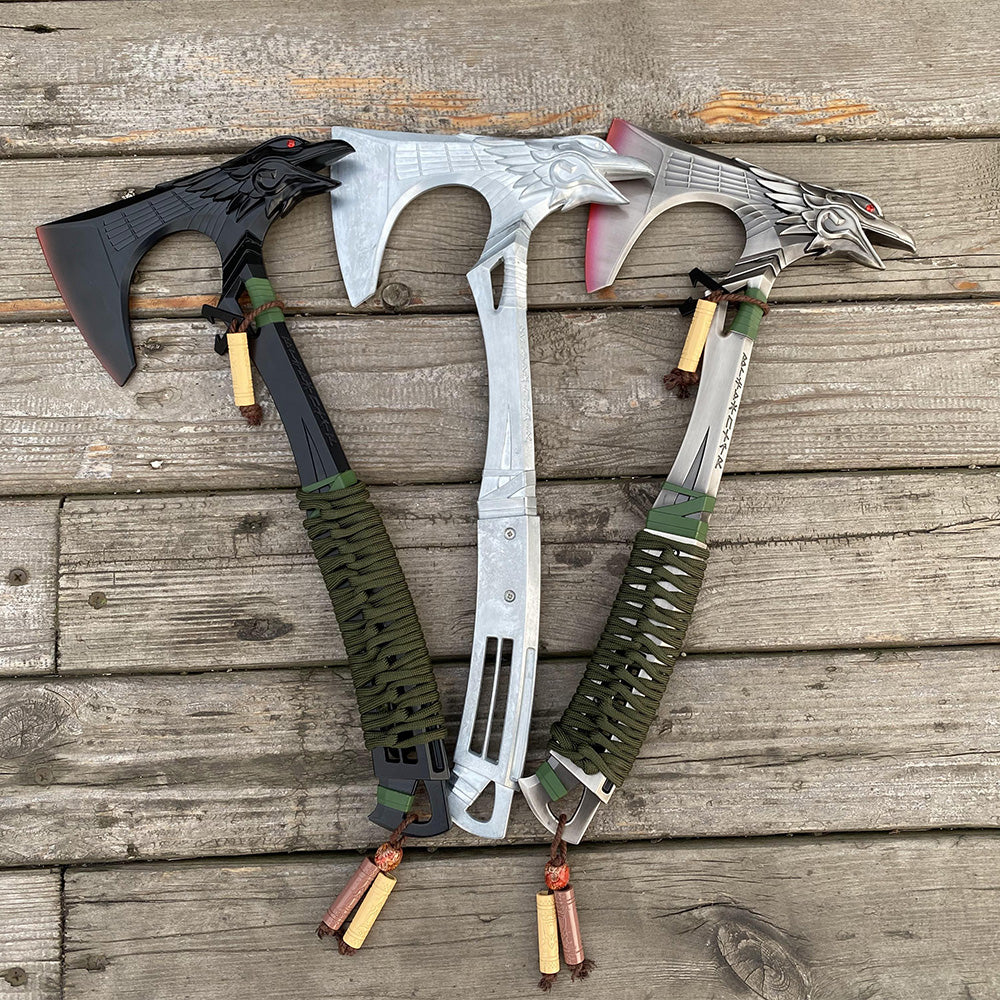 Full-Size New Raven Bite Axe Bloodhound Heirloom 100% Metal With Real ...