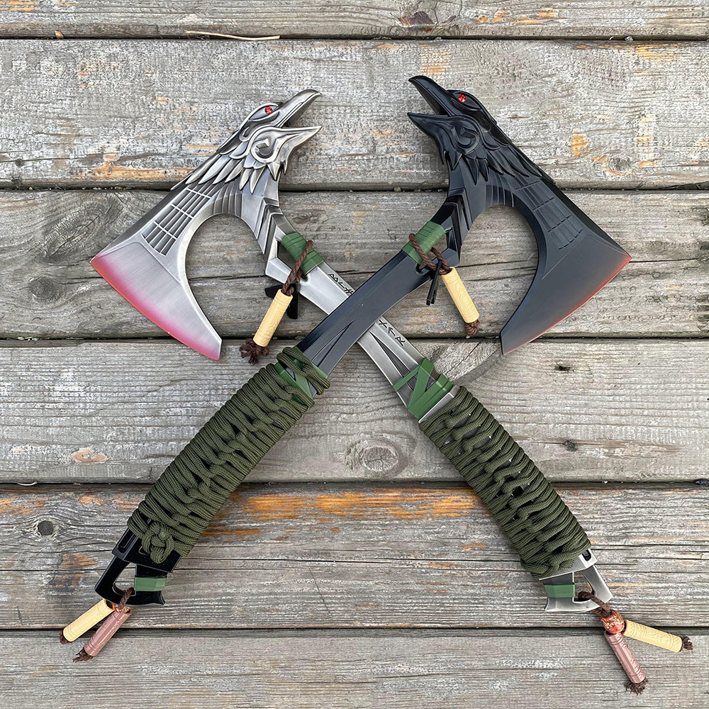 Full-Size New Raven Bite Axe Bloodhound Heirloom 100% Metal With Real ...