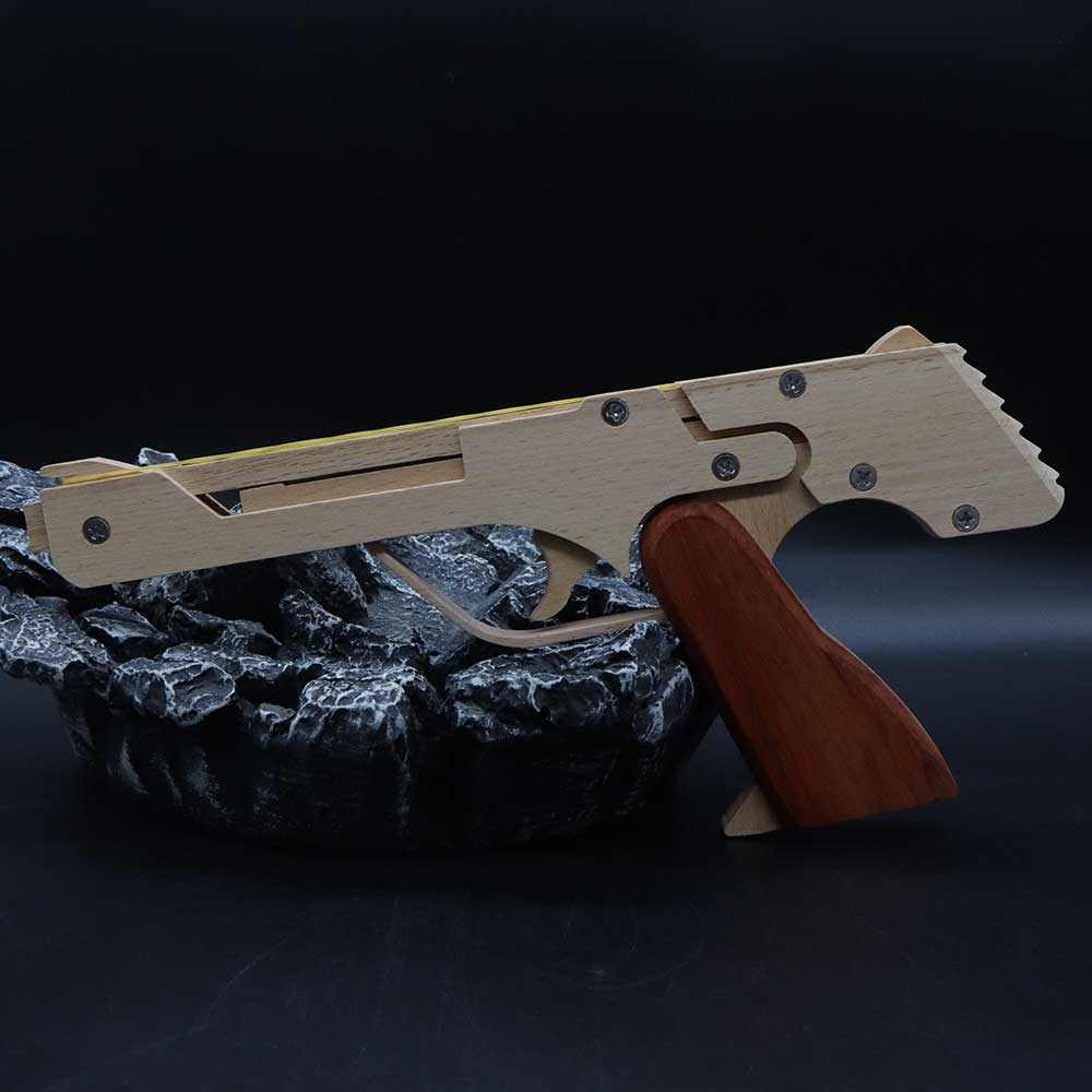 Wooden Rubber Band Gun Assembled Flying Eagle Solid Wood Pistol ...