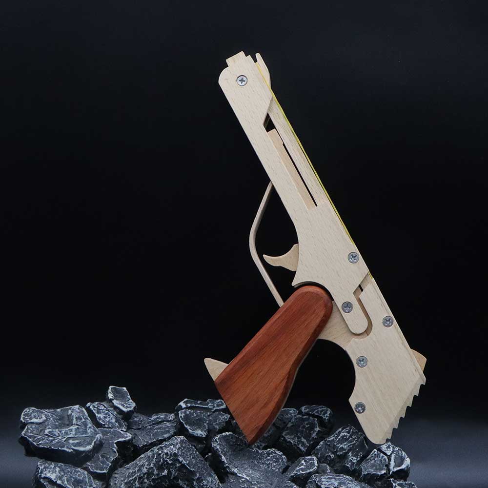 Wooden Rubber Band Gun Assembled Flying Eagle Solid Wood Pistol ...