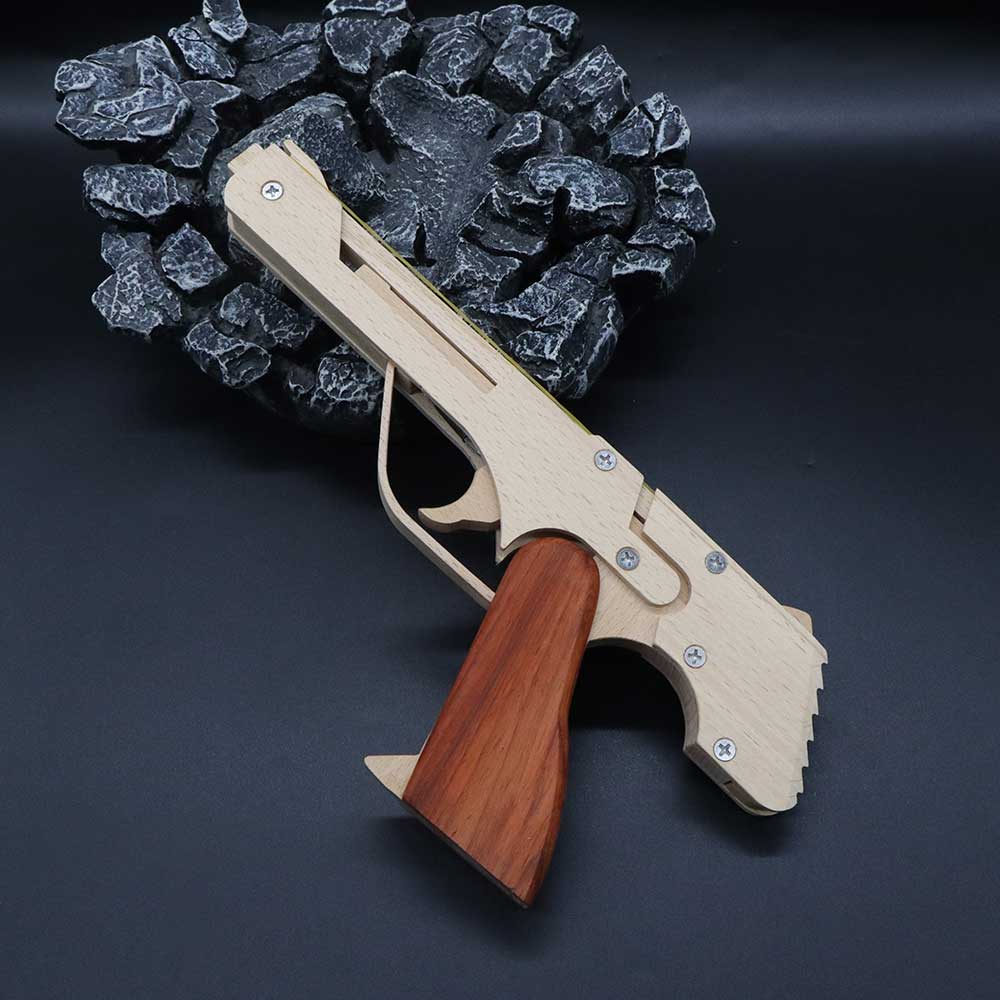 Wooden Rubber Band Gun Assembled Flying Eagle Solid Wood Pistol ...