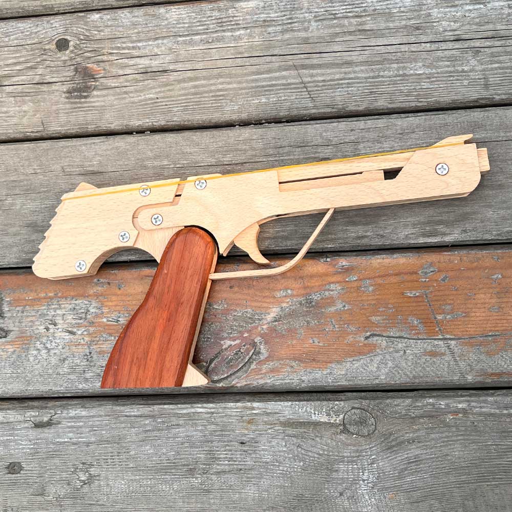 Wooden Rubber Band Gun Assembled Flying Eagle Solid Wood Pistol ...