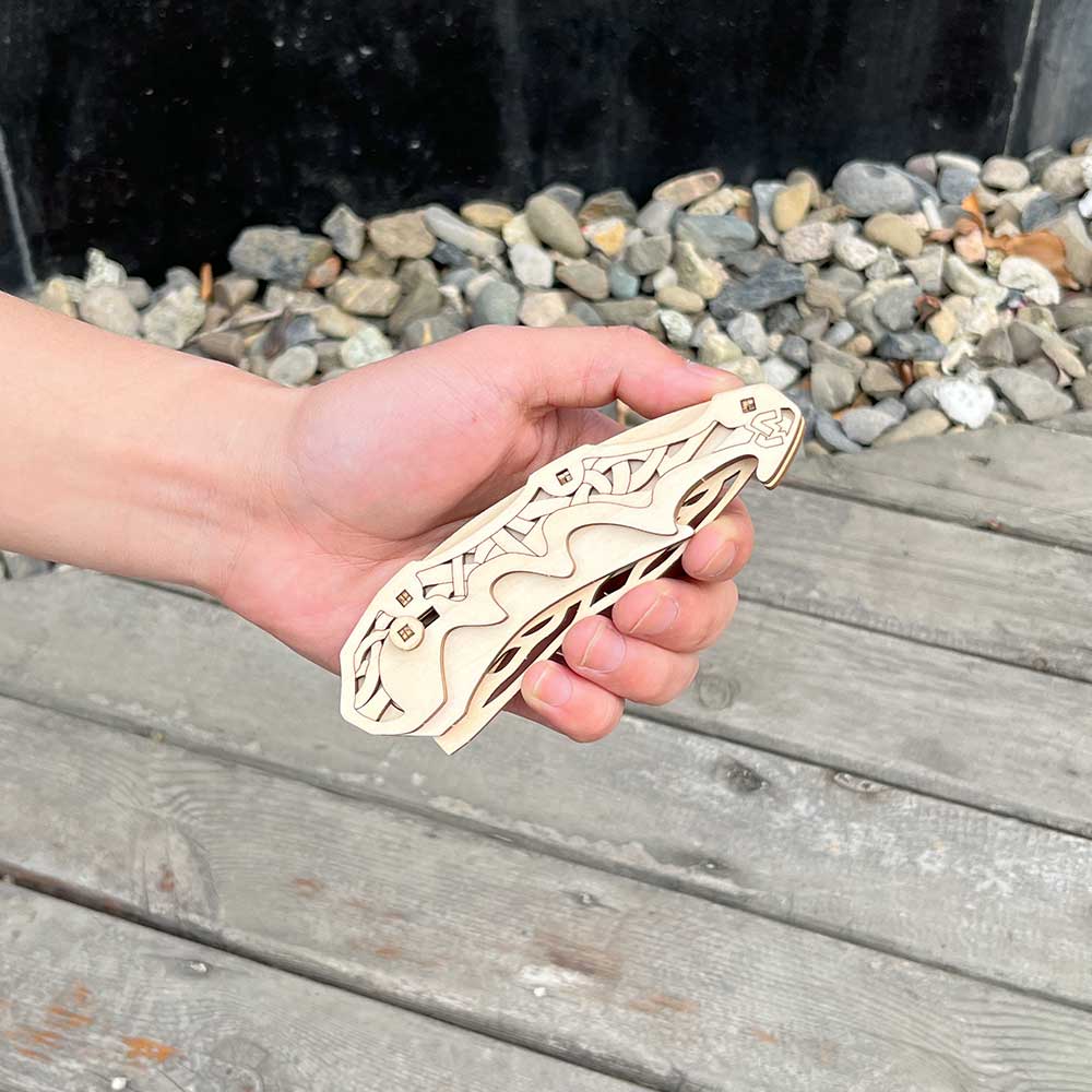 Cool 3D Folding Knife Puzzle Wooden Folding Knife Model Kit Fake Knife ...