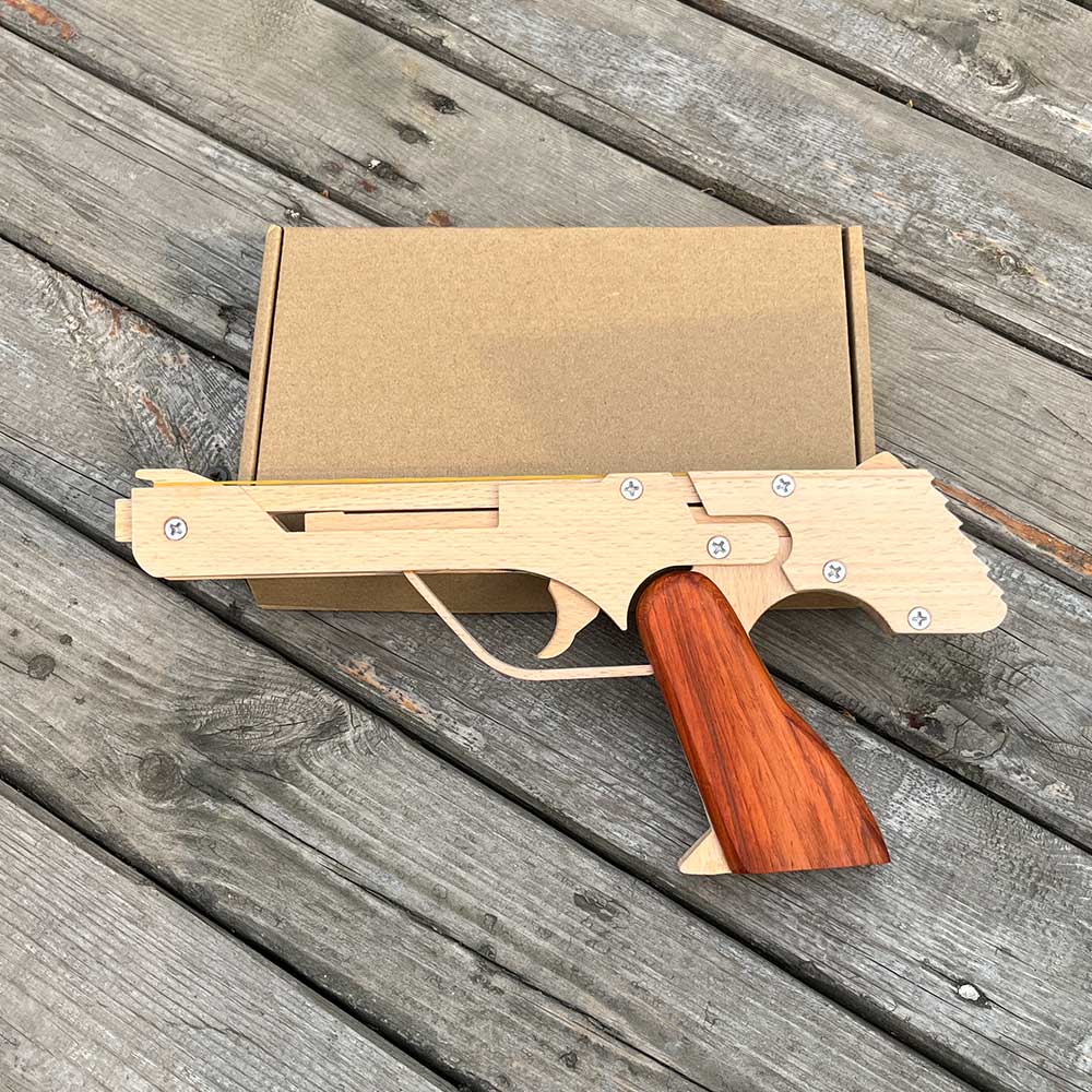 Wooden Rubber Band Gun Assembled Flying Eagle Solid Wood Pistol ...