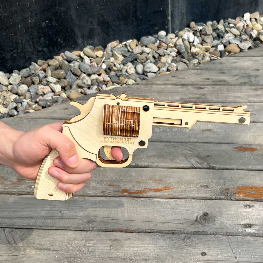 Assembled Revolver Wooden Rubber Band Gun Model Kit – Leones Marvelous ...