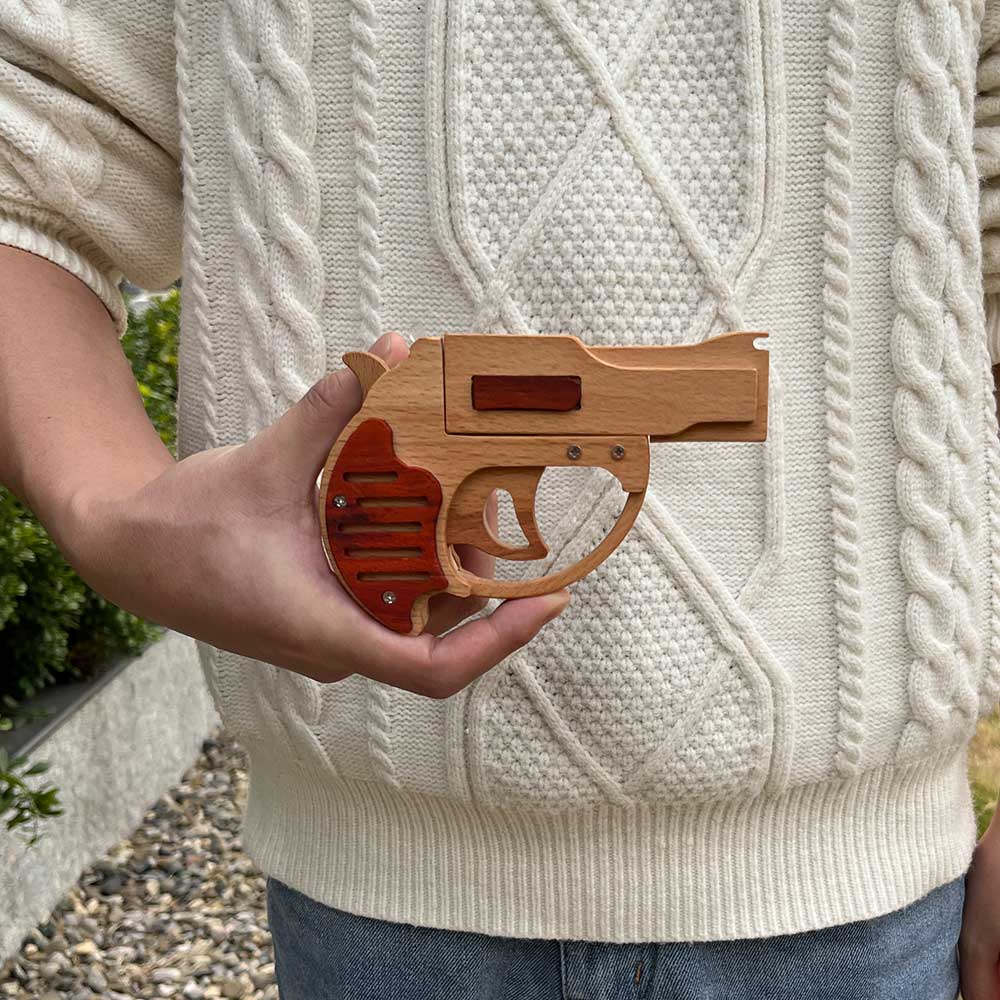 Solid Wood Mini Revolver Rubber Band Gun Wooden Model Kit Kids DIY ...