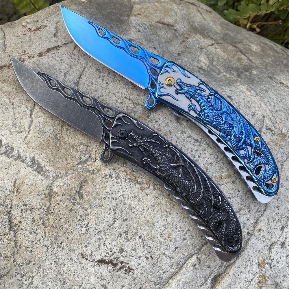 3D Western Dragon Folding Knife – Leones Marvelous Items